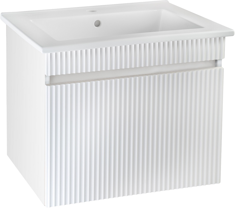 Тумба с раковиной Runo Модена 65 подвесная, белая, раковина Оскар 65