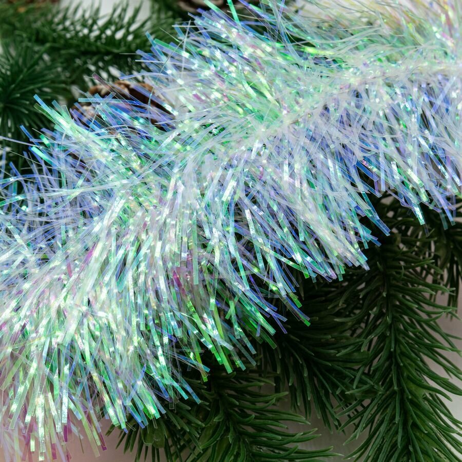 Мишура новогодняя 9 см белая перламутровая 2 м , 3 шт