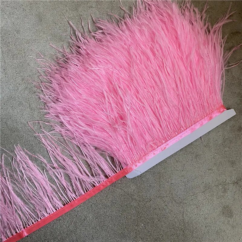 Лента с бахромой из страусиных перьев YOYUE 10 ярдов Розовый, 10 yards, Pink