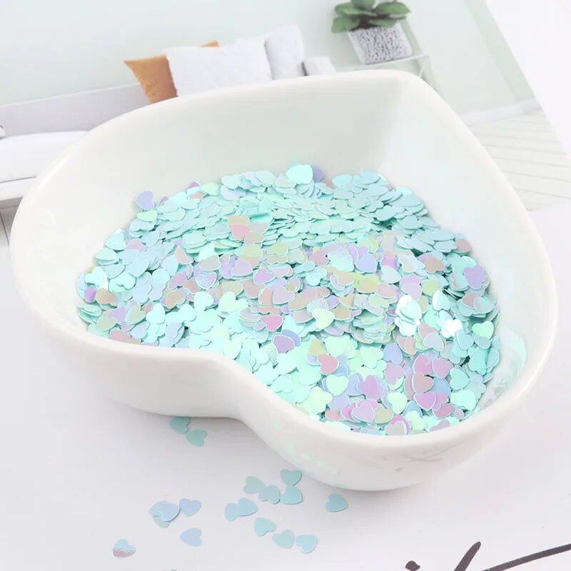 Блестки для декорирования ipatches сердечки 3 мм 10 шт Бирюзовый, AB Light blue