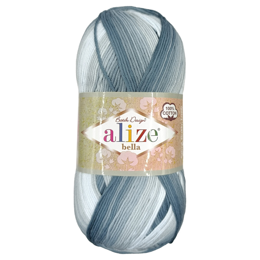 Пряжа для вязания Alize Bella batik 2905 серый белый 100 гр/360 м 100% хлопок