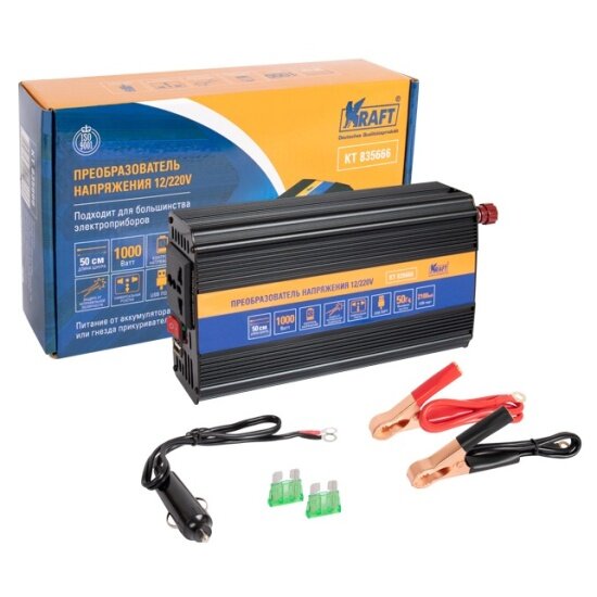 Автомобильный инвертор Kraft KT 835666 12/220V, 1000W