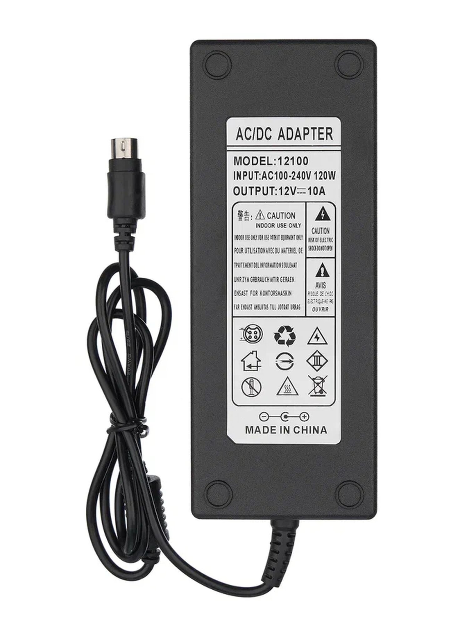 Блок питания для монитора LCD 12V, 10A, 120W (штекер 4 pin), черный