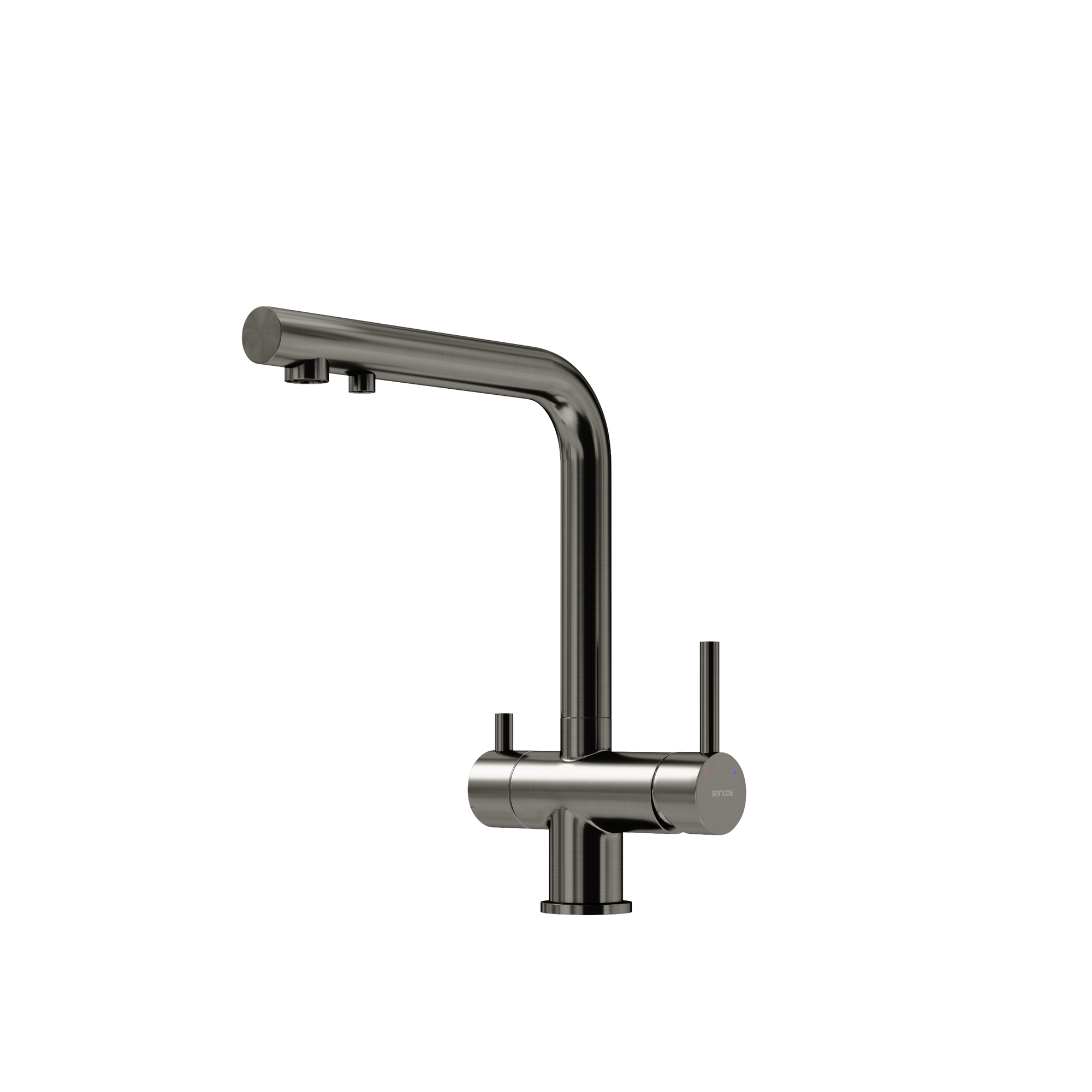 Смеситель для кухни Sancos Foster SC4014GG вороненая сталь, с краном для питьевой воды, рычажный, латунь