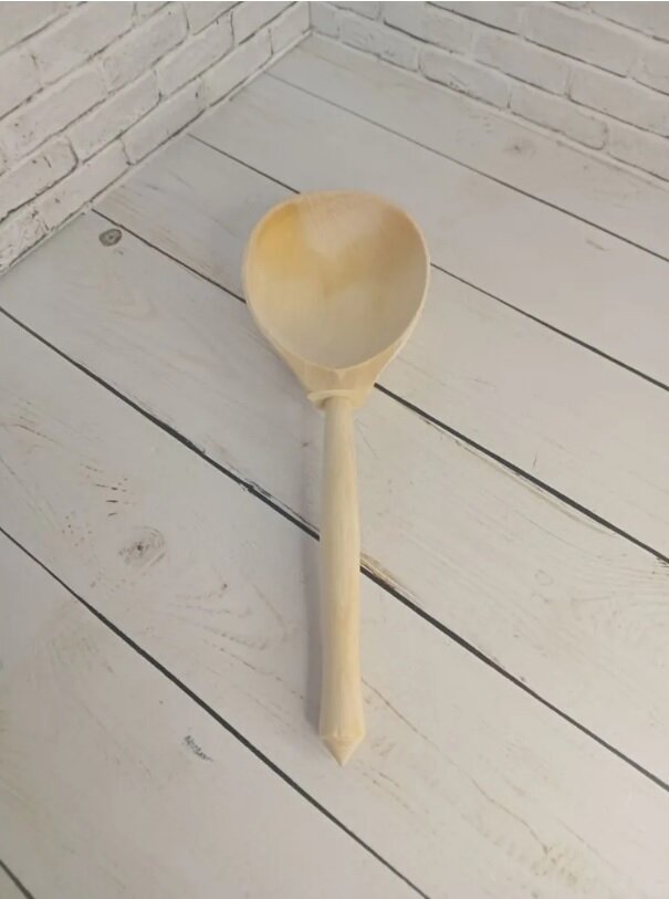 Деревянная столовая ложка "Экстра" без росписи, 19 см x 6 см 1 штука