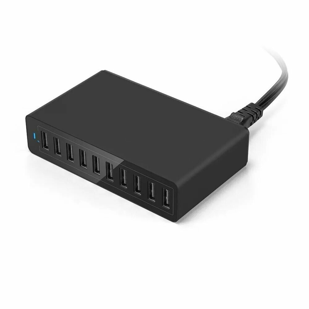 10 Порт USB Хаб, Черный, Для Зарядки Смартфонов и Планшетов