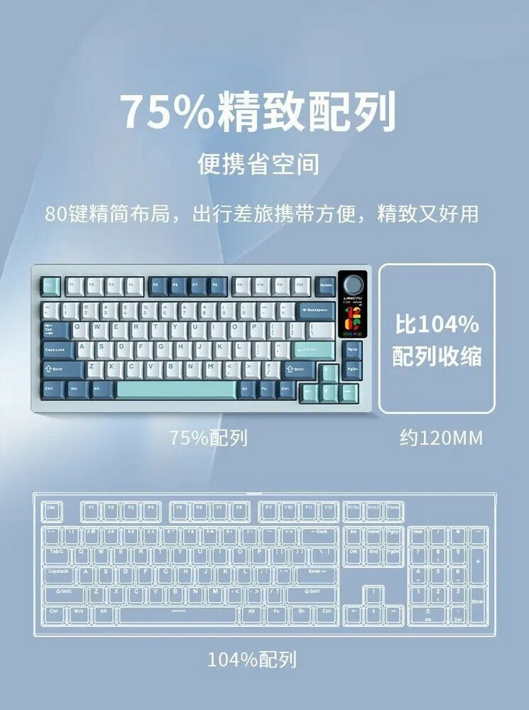 LANGTU Комплект игровая клавиатура и мышь беспроводная Lang Tu LT75, Английская раскладка, черный, розовый