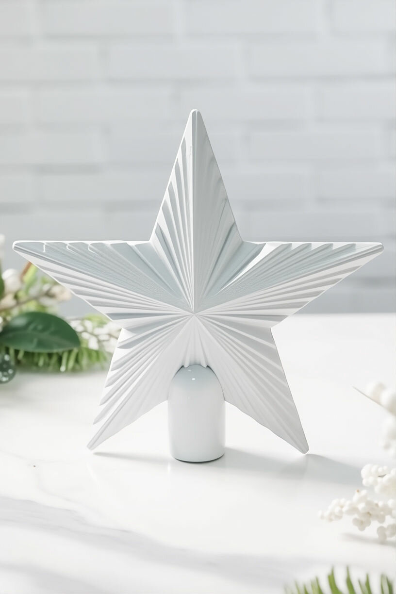 Ёлочная верхушка путеводная звезда, пластик, белая, 22 см, Winter Deco 2000090