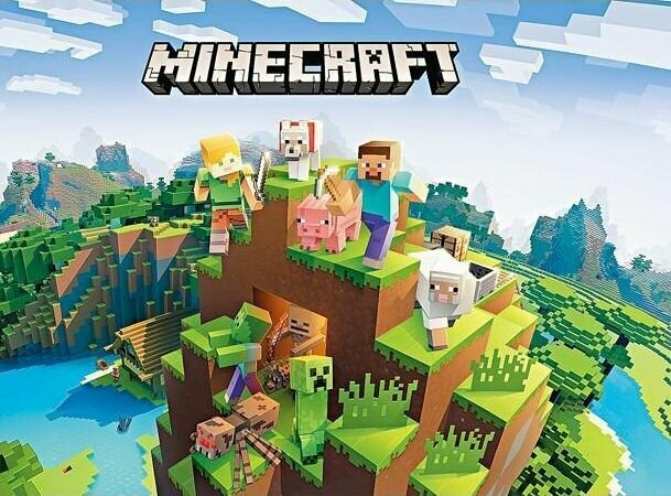 Алмазная картина Minecraft 5D круглый бриллиант 30x40 см — набор для творчества, декора и подарка своими руками
