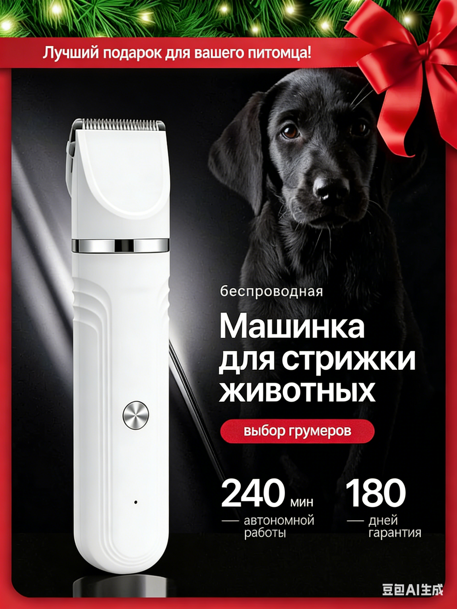 Машинка для стрижки собак и кошек Булка беспроводная профессиональная