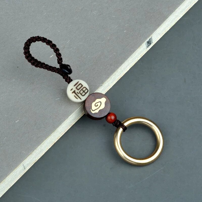 Латунное кольцо с пряжкой, автомобильный брелок для ключей, ремешок, креативный брелок для ключей ручной работы, брелок