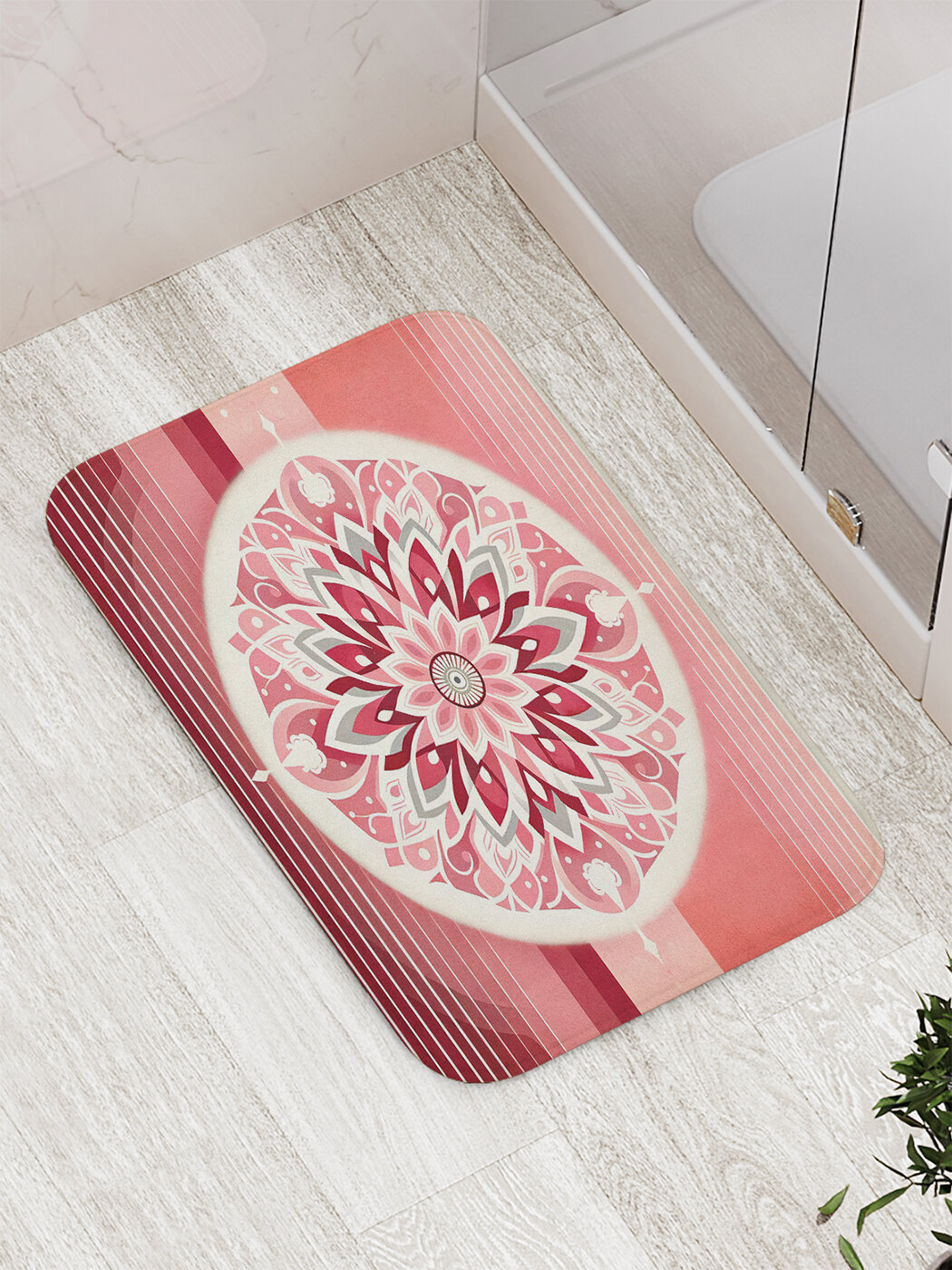 Коврик для ванной комнаты, туалета "Декор по центру" противоскользящий, 52х77 см, JoyArty
