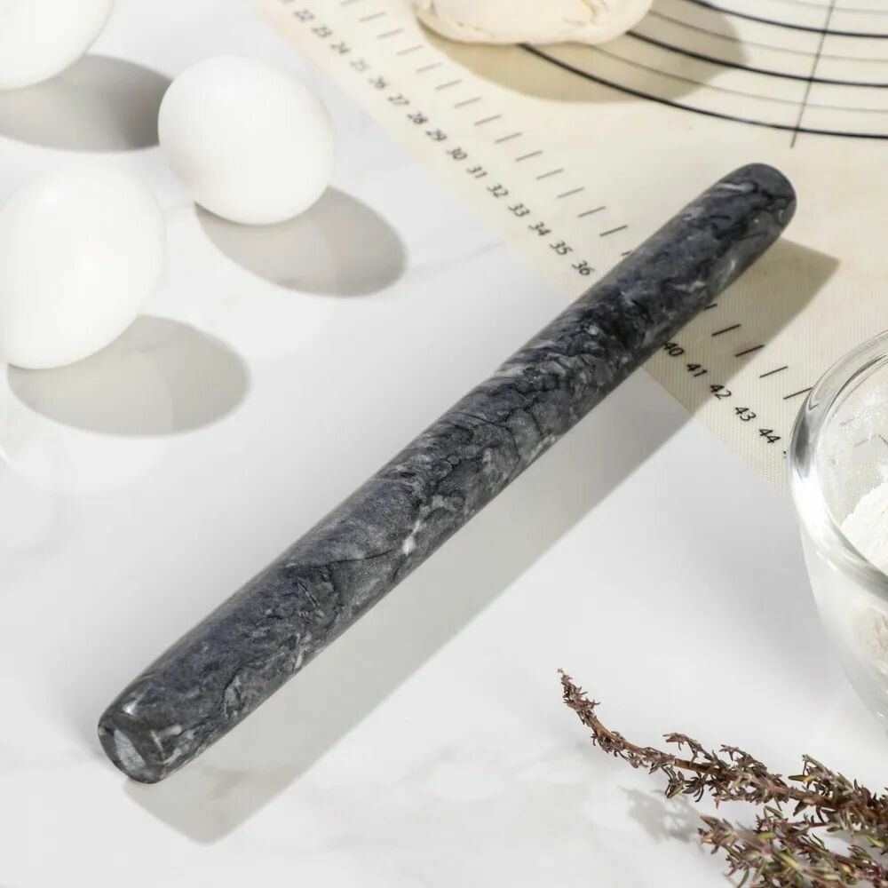 Скалка кухонные принадлежности "чёрный мрамор"