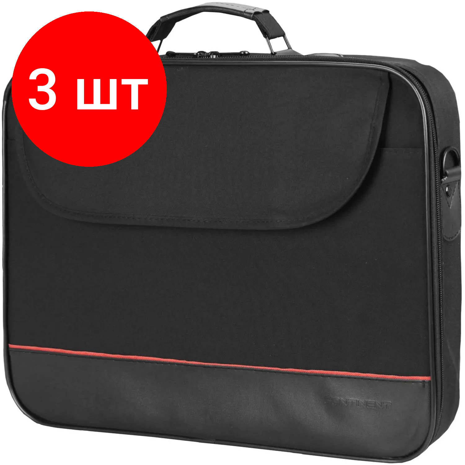 Комплект 3 штук, Сумка для ноутбука 15.6, Continent, черная, CC-100 BK