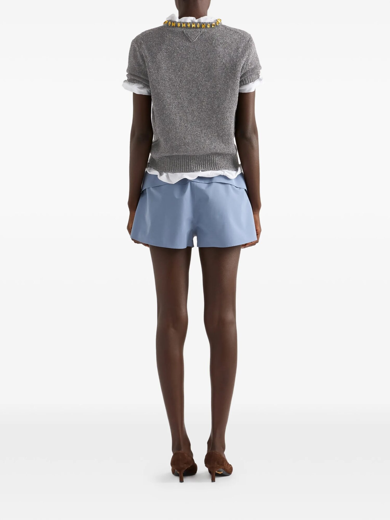 Шорты Prada Belted shorts, размер 38, blue — фото 1