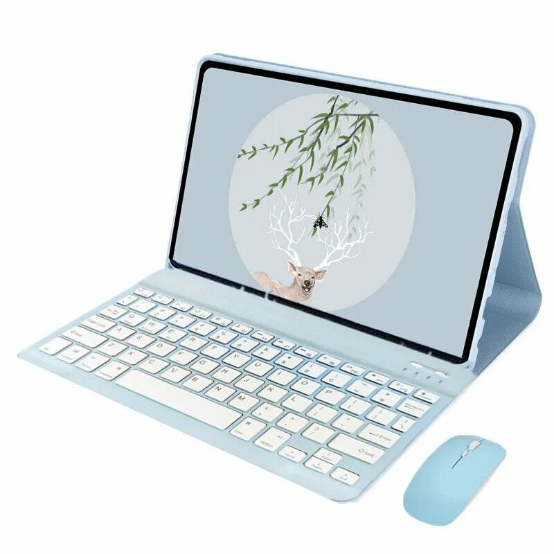 Чехол с клавиатурой для Huawei MatePad SE 10.4 (2022) AGS5 - W09 / L09 со съемной беспроводной Bluetooth клавиатурой с гравировкой русских букв небесно, лазурный