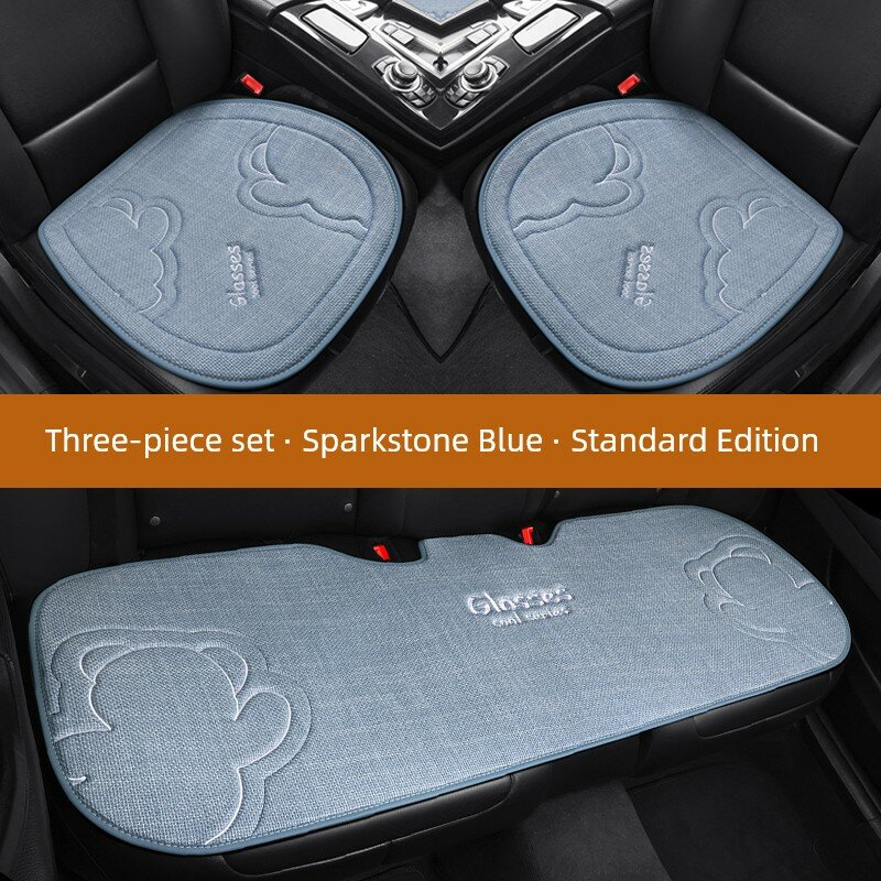 Летние льняные сиденья для автомобиля Sapphire Blue, комплект из 3 частей для Hyundai i10, Subaru Forester и Outback