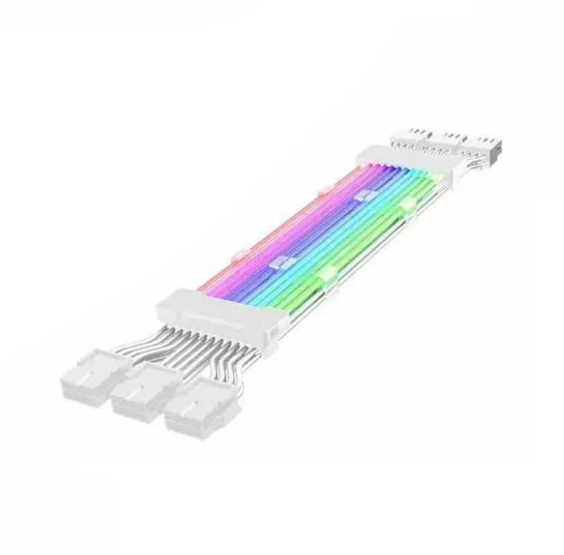 Комплект удлинительных кабелей для блока питания компьютера RGB ARGB Sync ATX 24PIN Цветные модульные кабели RGB-удлинители для вентилятора
