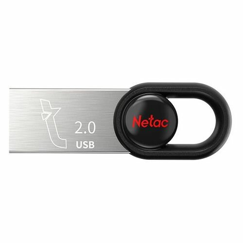 Флешка USB NETAC UM2 32ГБ, USB2.0, серебристый и черный [nt03um2n-032g-20bk]