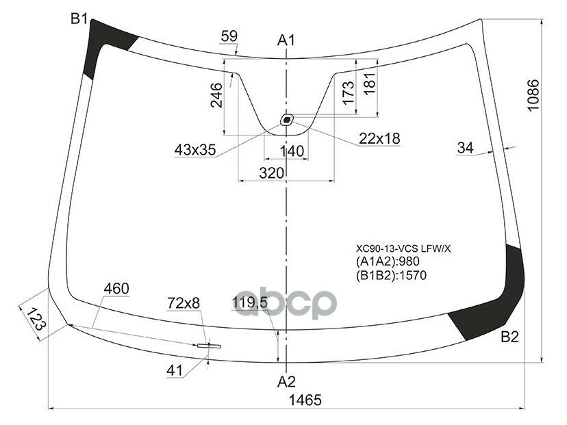 Стекло лобовое (Датчик дождя/ VIN 2012-2014) Volvo XC90 06-14 XYG арт. XC9013VCSLFWX