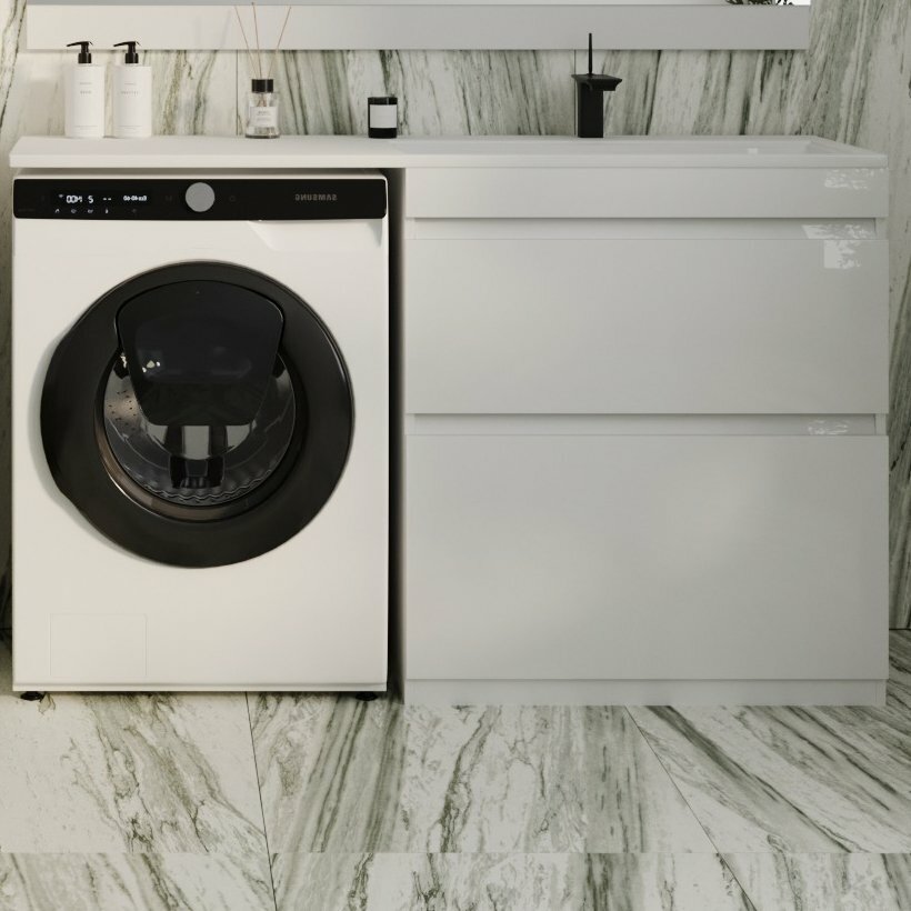 Тумба с раковиной Style Line Даллас 140 Люкс, напольная, 2 ящика R