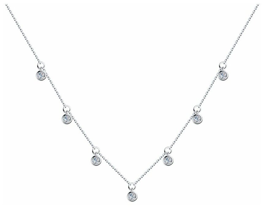 Колье, серебро, 925 проба, родирование, фианит