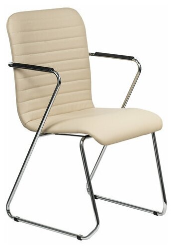 Кресло для приемных и переговорных BRABIX «Visit CF-101»хромэкокожабежевое532560