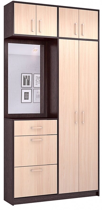 Прихожая Фабрика Стиль Вега-А43, Венге черный/дуб молочный, 118.4x236x31см