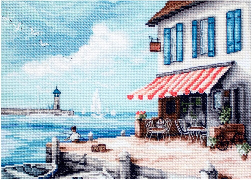 Набор для вышивания крестиком 'Морской порт', 26*22 см, на белой канве, LetiStitch