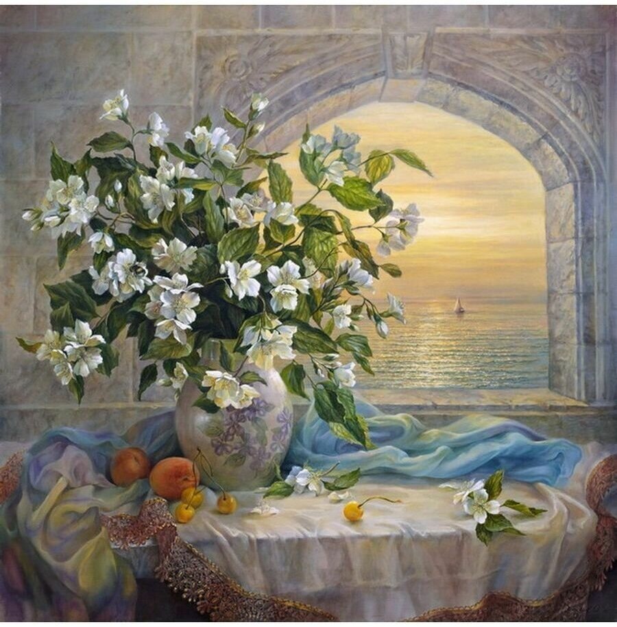 Вышивка крестом Букет жасмина 46х56