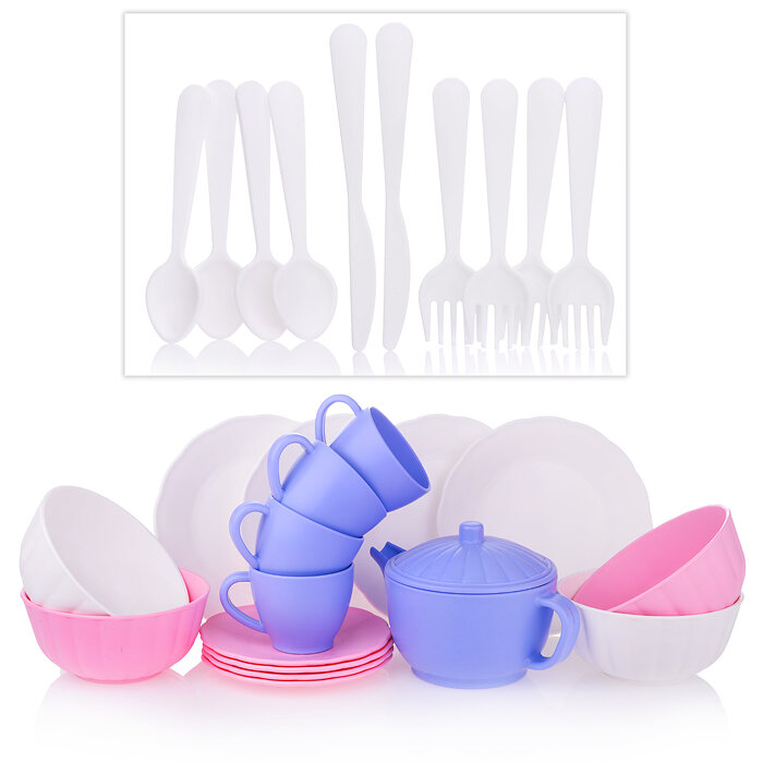 Набор посуды "Дружная семейка", для детей от 3 лет, пластик, сюжет игры "Чаепитие"