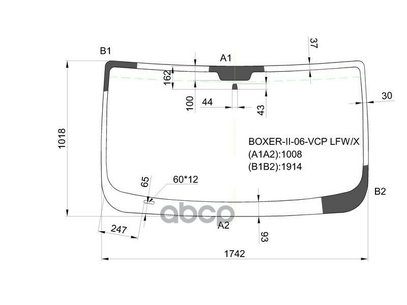Стекло лобовое Peugeot Boxer 06- / Citroen Jumper 06- XYG арт. BOXER-II-06-VCP LFW/X