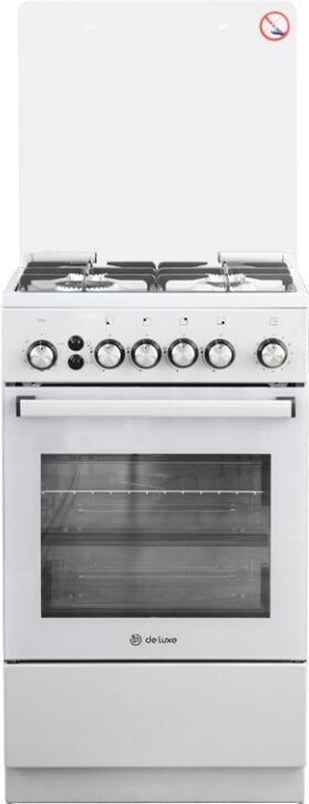Плита Газовая De Luxe 5040.40г (кр) ЧР-012 серый (стеклянная крышка) реш. чугун