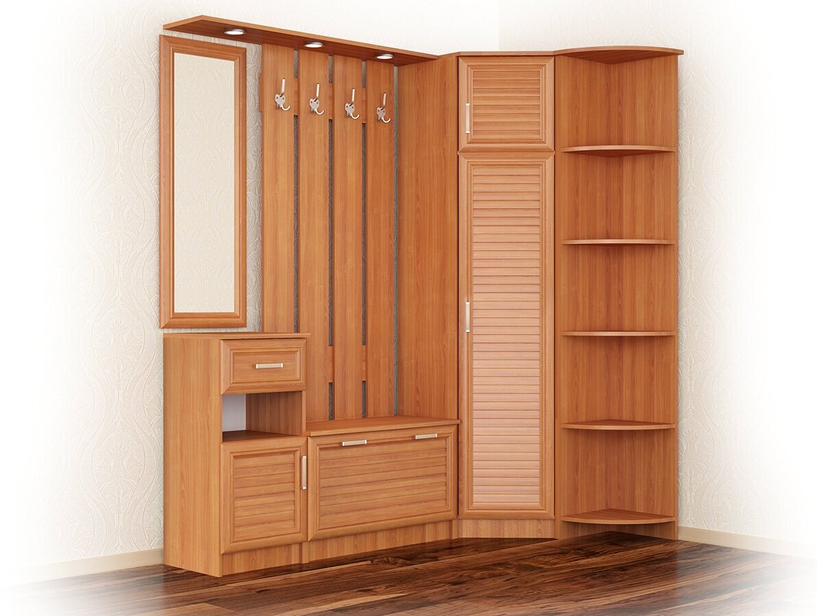 Прихожая модульная Машенька 13Ж (без подсветки) Фабрика Стиль, 200x185x35см, Вишня Оксфорд