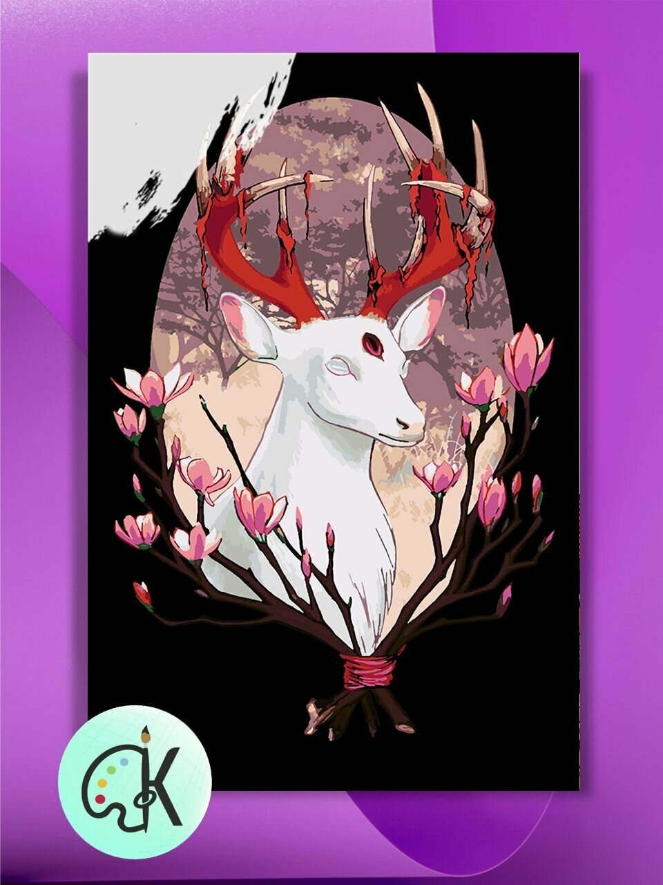 Картина по номерам на холсте Мистический Олень, 40 х 50 см