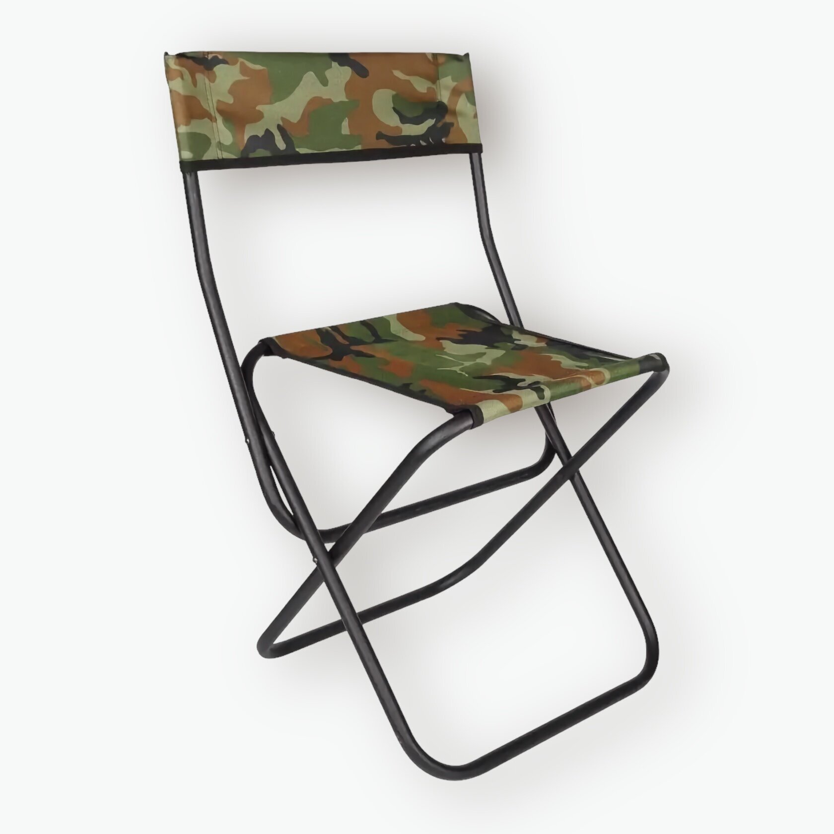 Стул туристический складной большой кедр SS-02, сталь - Камуфляж