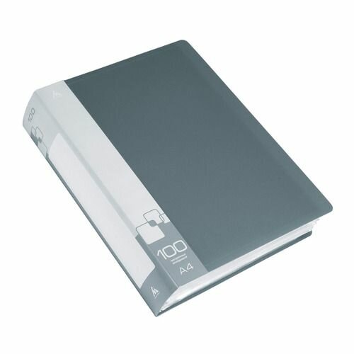 Папка Бюрократ -BPVN100GREY, 100шт вкладышей, A4, пластик, 0.8мм, серый