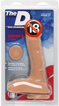 32175 Doc Johnson The D Super D 9, телесный. Реалистичный фаллоимитатор с мошонкой