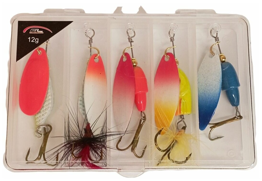 Набор блесен вращающихся JIN TAI 5 шт вес: 12 гр в кейсе