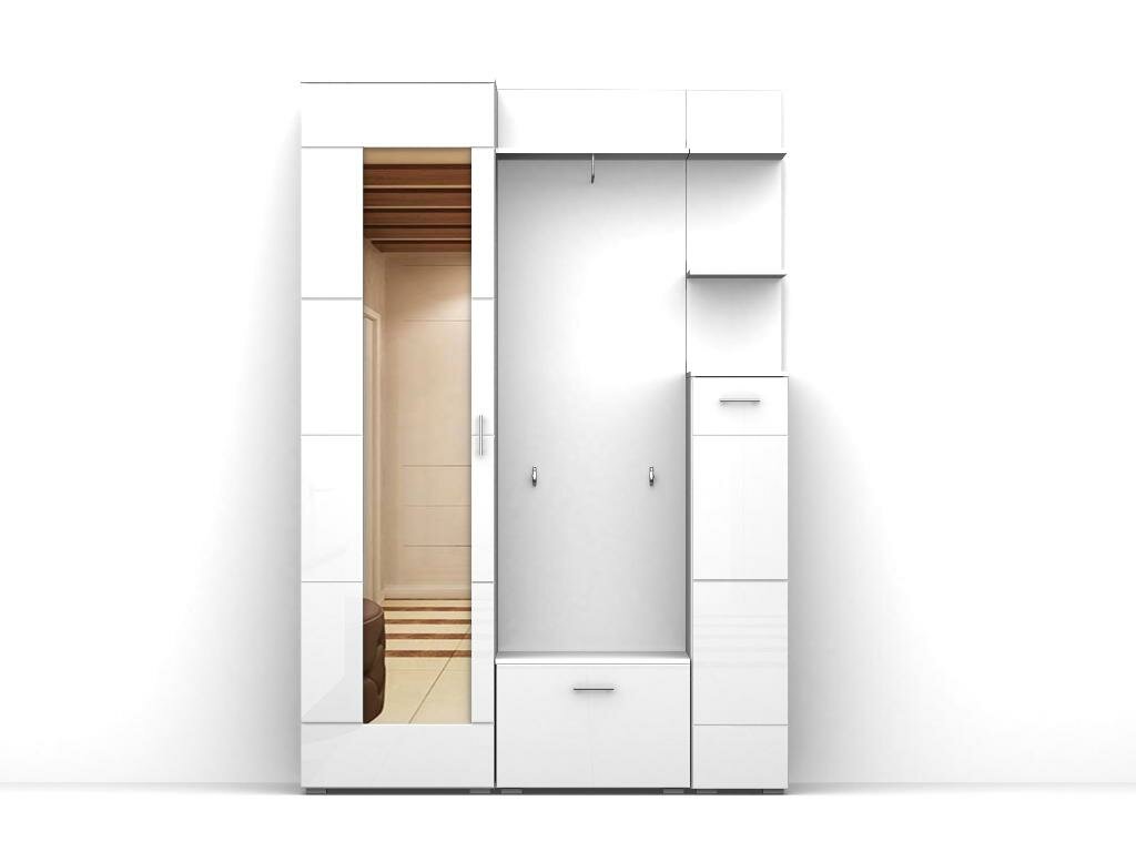 Прихожая Белая Роза-8 МДФ Белый для одежды 150*220*40