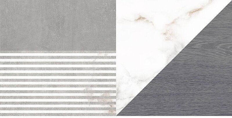 Плитка настенная Savage серый узор 25х50 см для стен в ванную Россия 12 шт