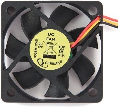 Вентилятор Gembird 50х50x10мм питание от мат. платы (3pin), управляемый, на подшипнике (D50BM-12AS)