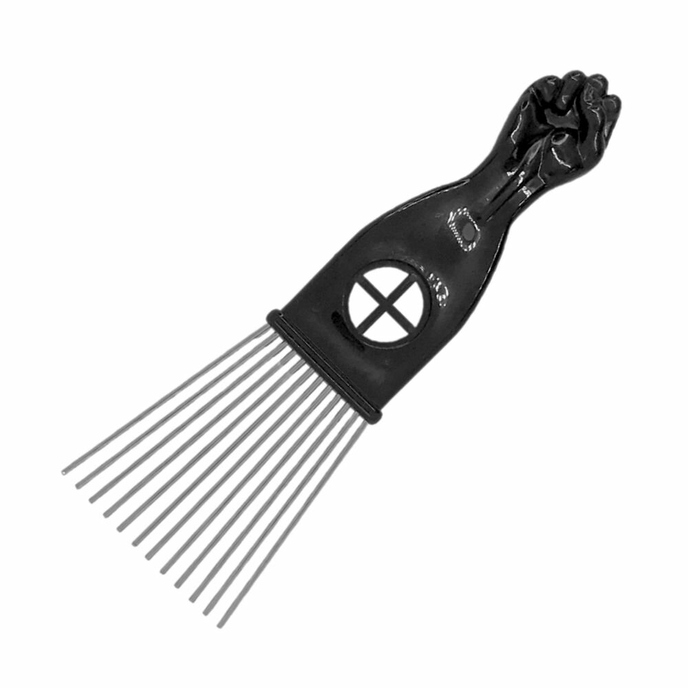Расческа афропик с металлическими зубцами для кудрявых волос, 18 x 6 см