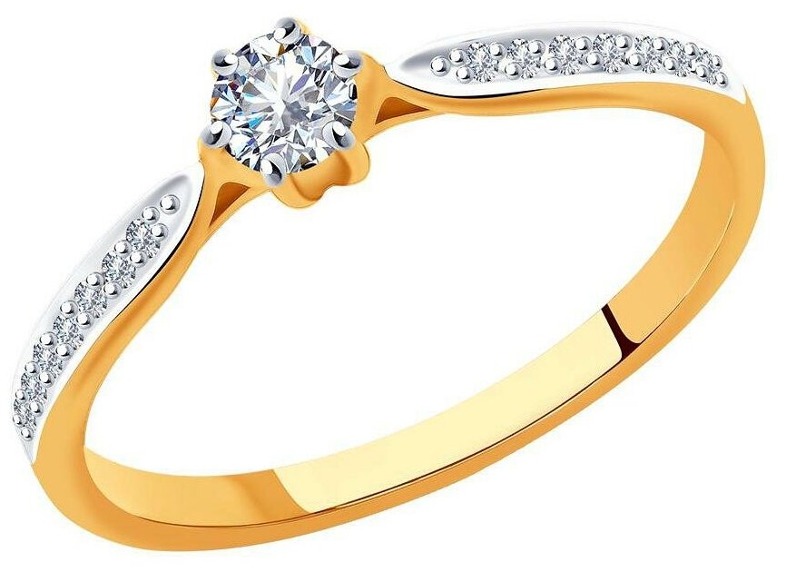 Кольцо помолвочное, красное золото, 585 проба, бриллиант