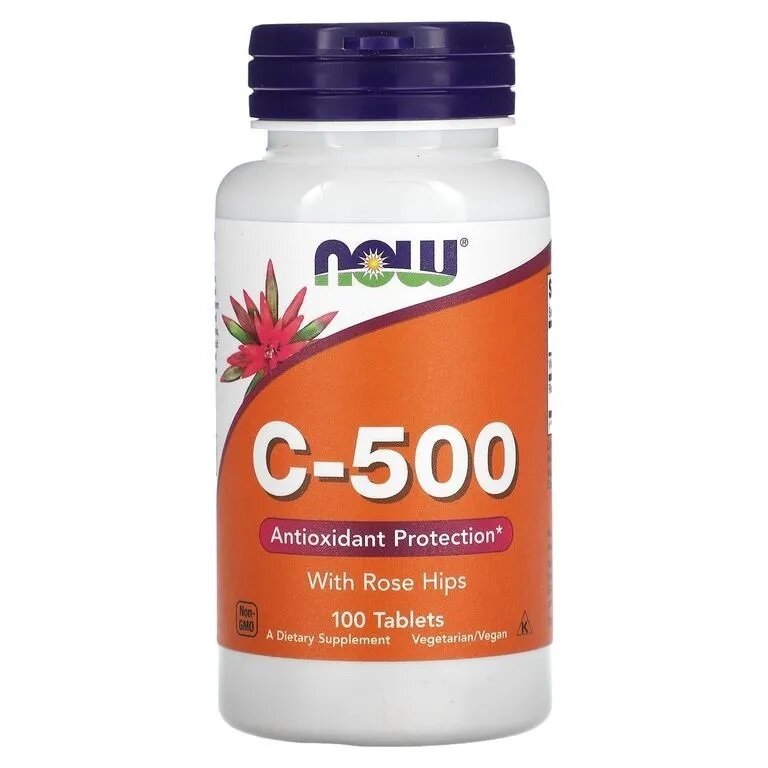 NOW C-500 With Rose Hips Витамин С-500 с плодами шиповника 100 таблеток