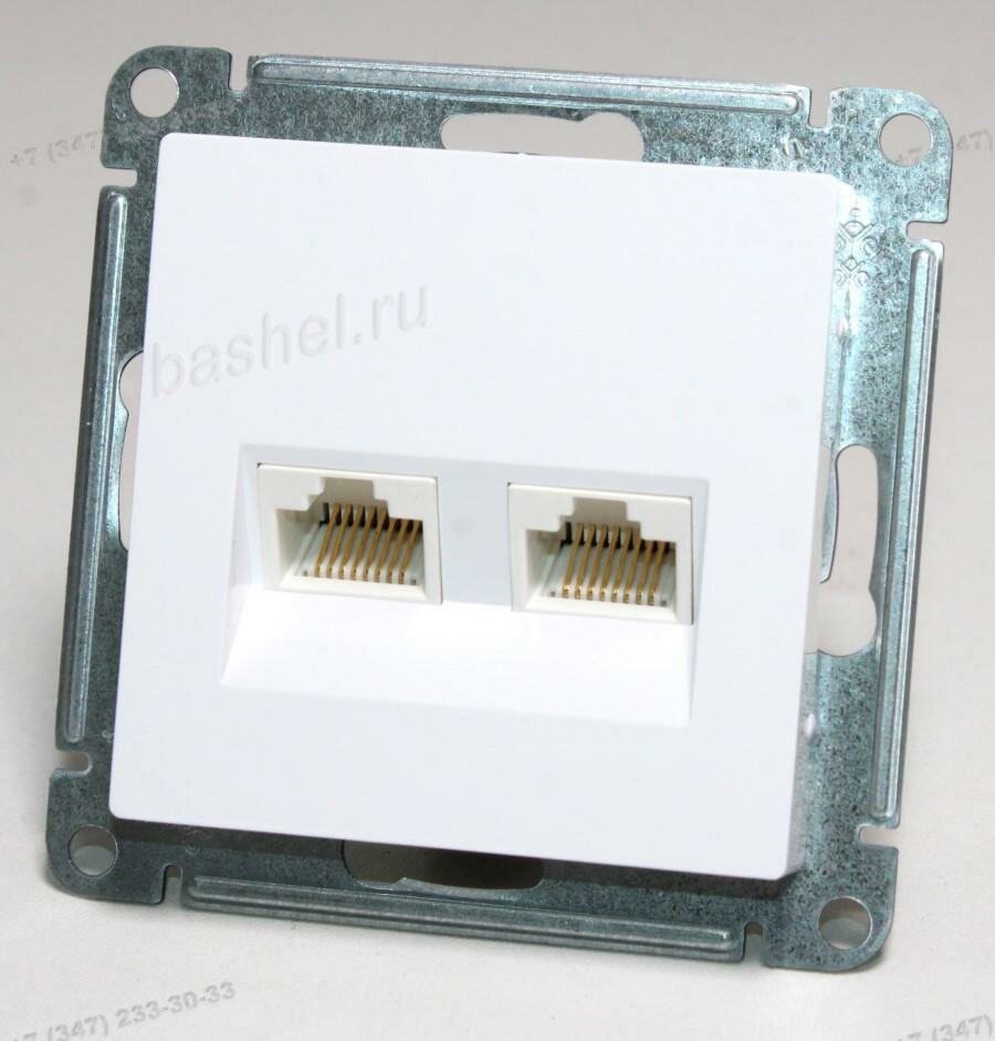 Розетка Systeme Electric Atlas Design двойная компьютерная RJ45+RJ45, кат. 5Е, механизм, белый