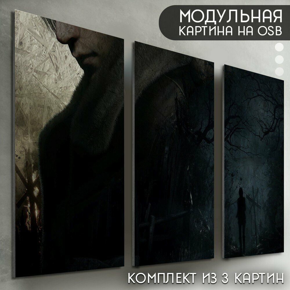 Модульная картина на рельефной доске ОСП "игра Resident Evil IV (Леон Скотт Кеннеди, красная трава, Ада Вонг, Эшли, PC, PS, SWITCH, XBOX) - 6519"