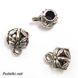 Фурнитура для бижутерии Бейл Бочонок 0002407 цвет серебряный 8x7 мм, цена за 10 шт.