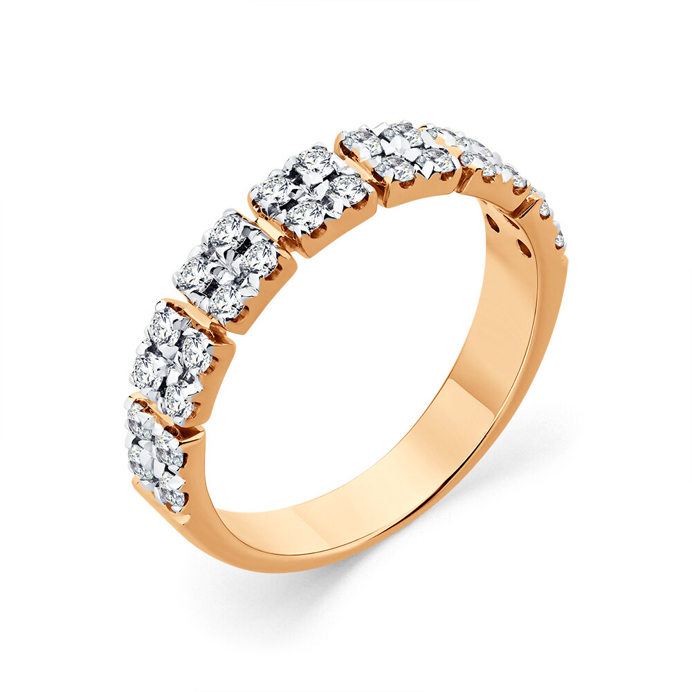 Кольцо, красное золото, 585 проба, бриллиант