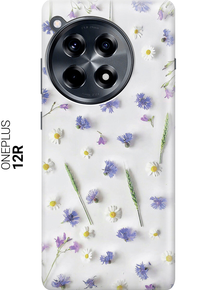 Силиконовый чехол на OnePlus 12R / Ванплас 12Р с рисунком "Ромашки и колоски"